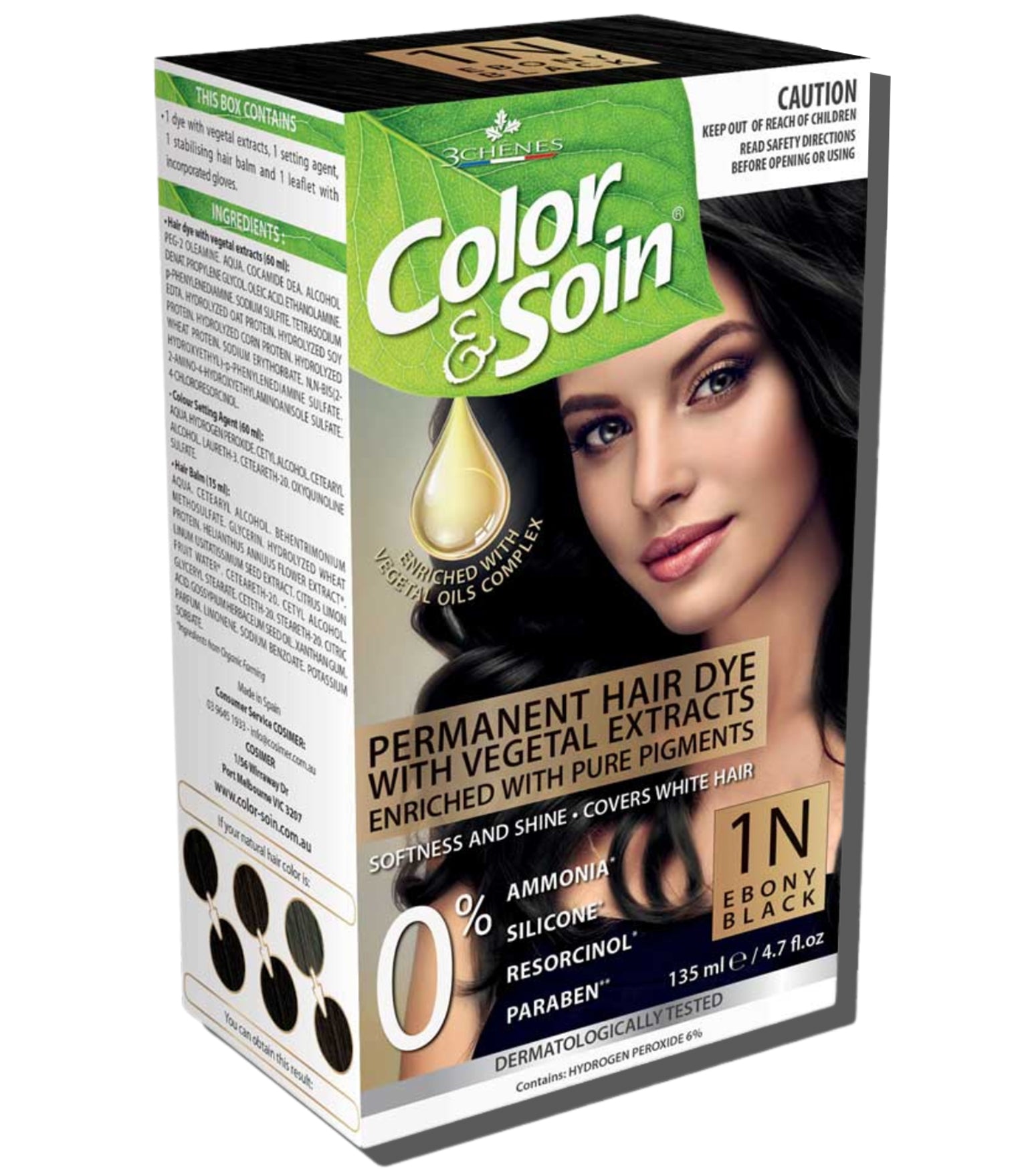 Color & Soin - Permanent Hair Dye 1N - Black Ebony
