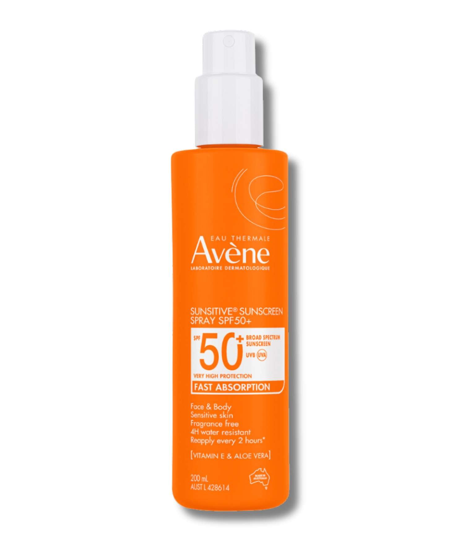 Avene Sunsitive Sunscreen Spray SPF50+ 200ml, French Beauty Co